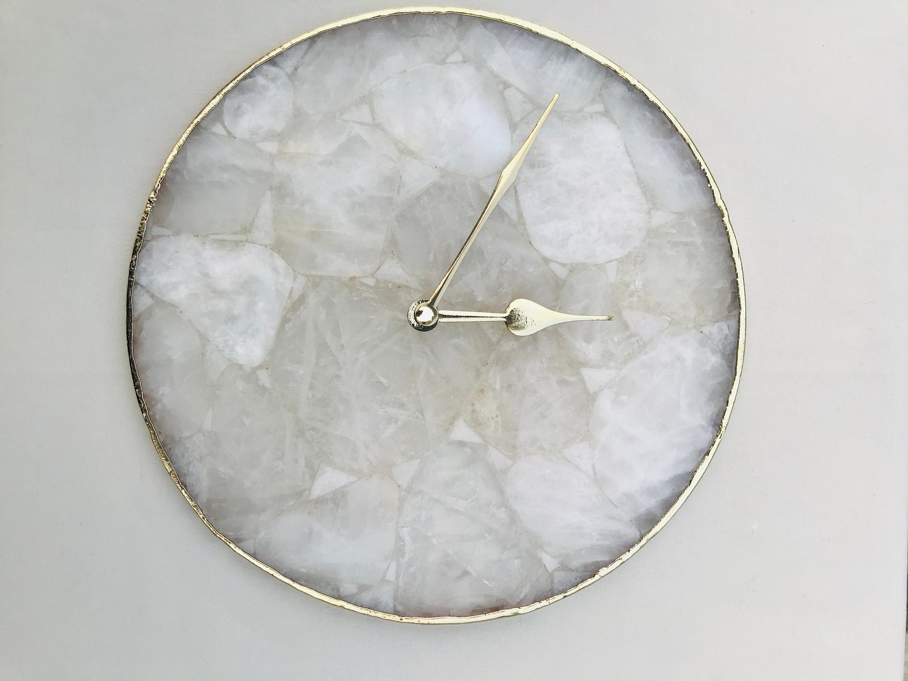 Large Clear Crystal Agate Wall Clock/Personalised Momento – LikeToBuy